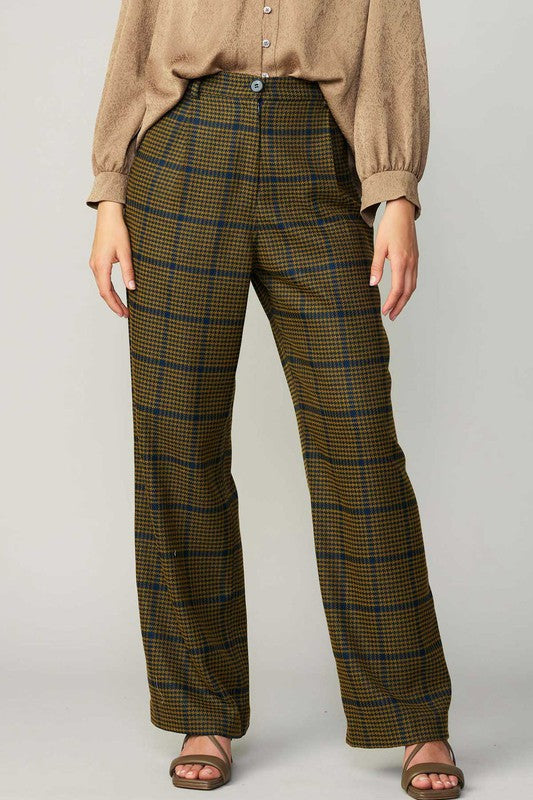 Check Pattern high Waist Pants – voglio.us