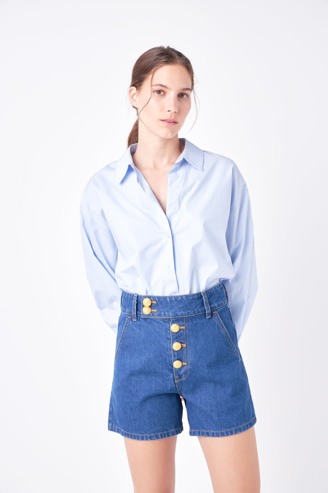 Buttoned Denim Shorts – voglio.us
