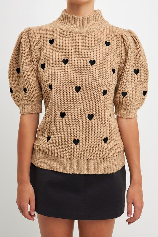 Heart Shape Embroidery Sweater – voglio.us